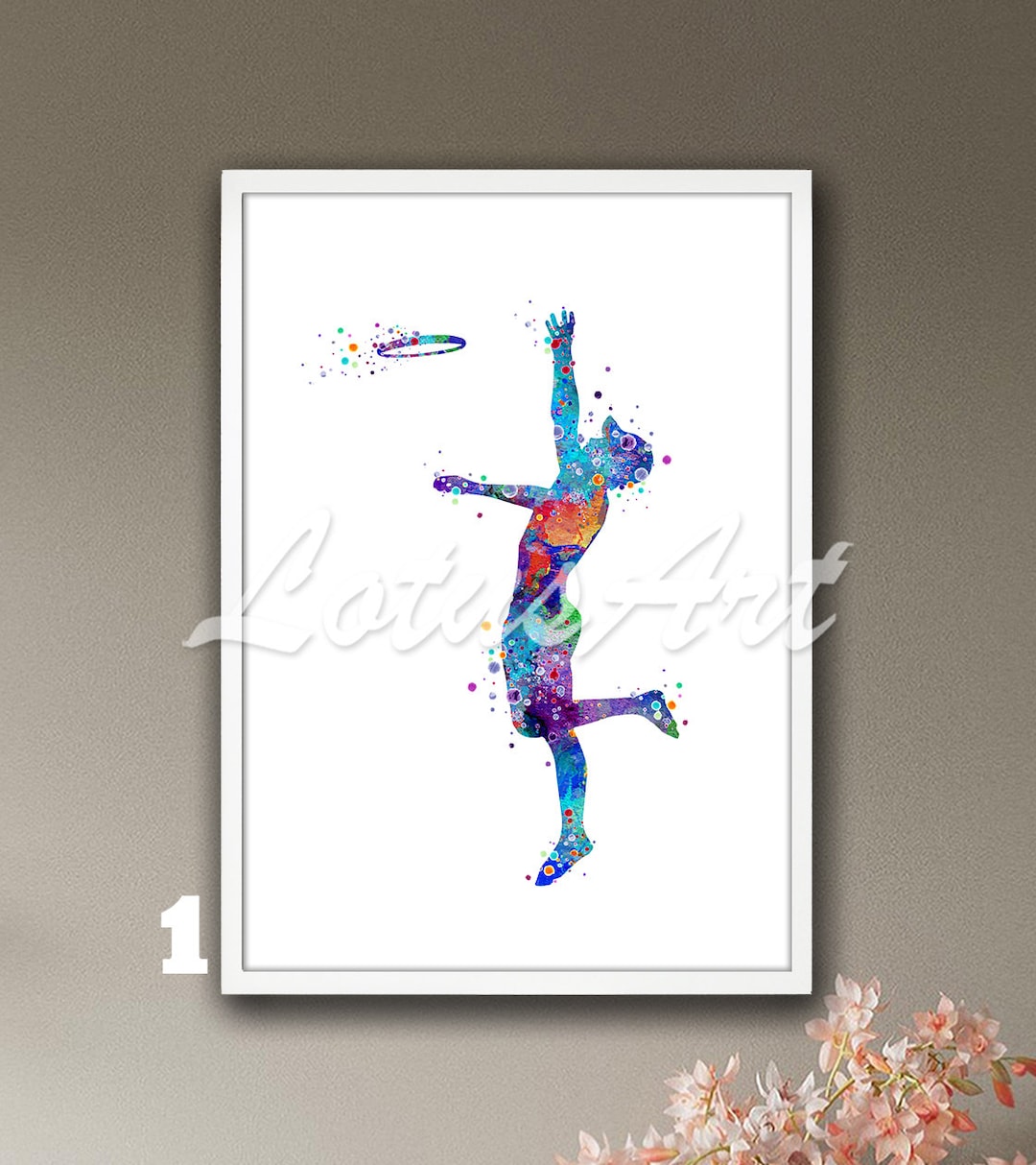 Ultimate Frisbee Player Wall Art Watercolor Print Sports Poster Home ...