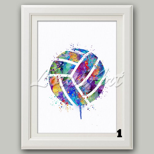 Volleyball Wall Art Watercolor Print Sports Poster Girl's - Etsy