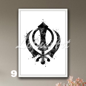 Khanda Symbol Watercolor Wall Art Print Meditation Yoga Studio Gift ...