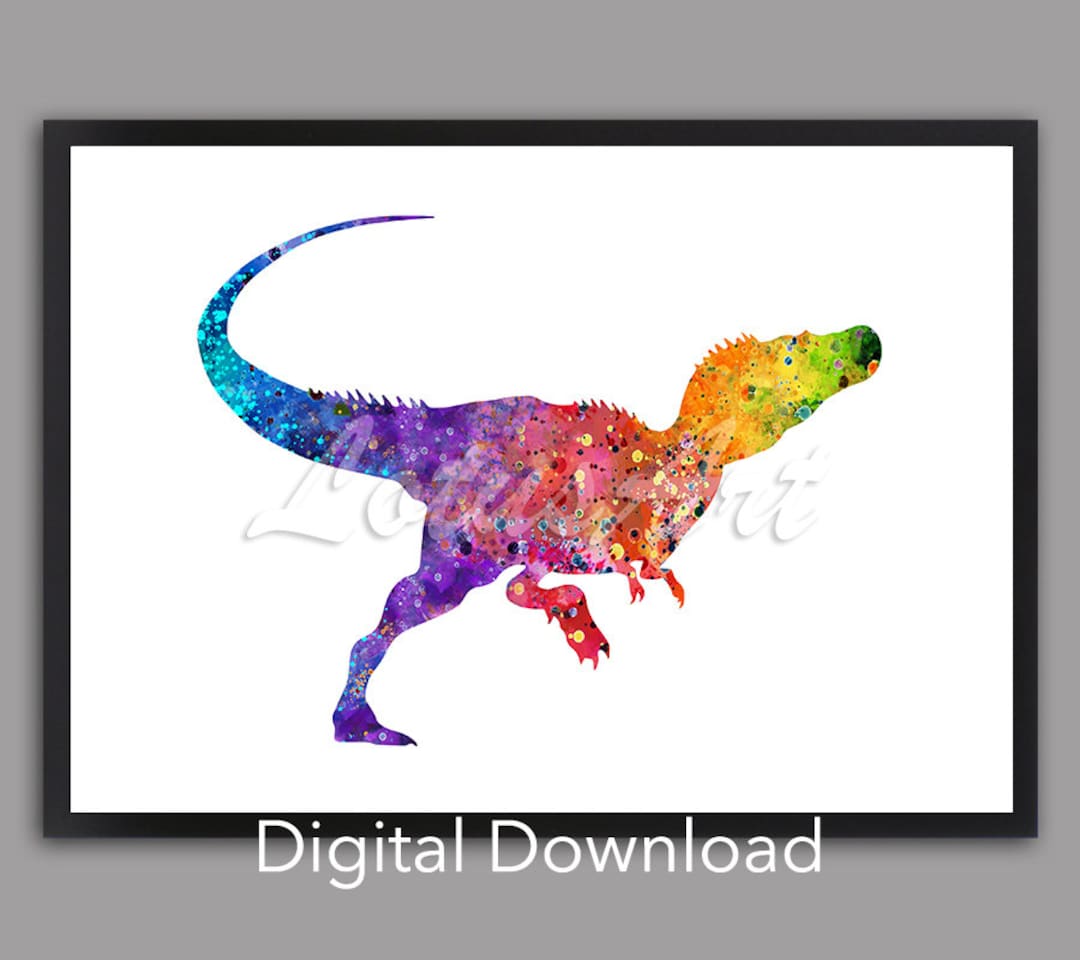 DIGITAL DOWNLOAD Dinosaur Raptor Wall Art Wild Animals Nursery Decor ...