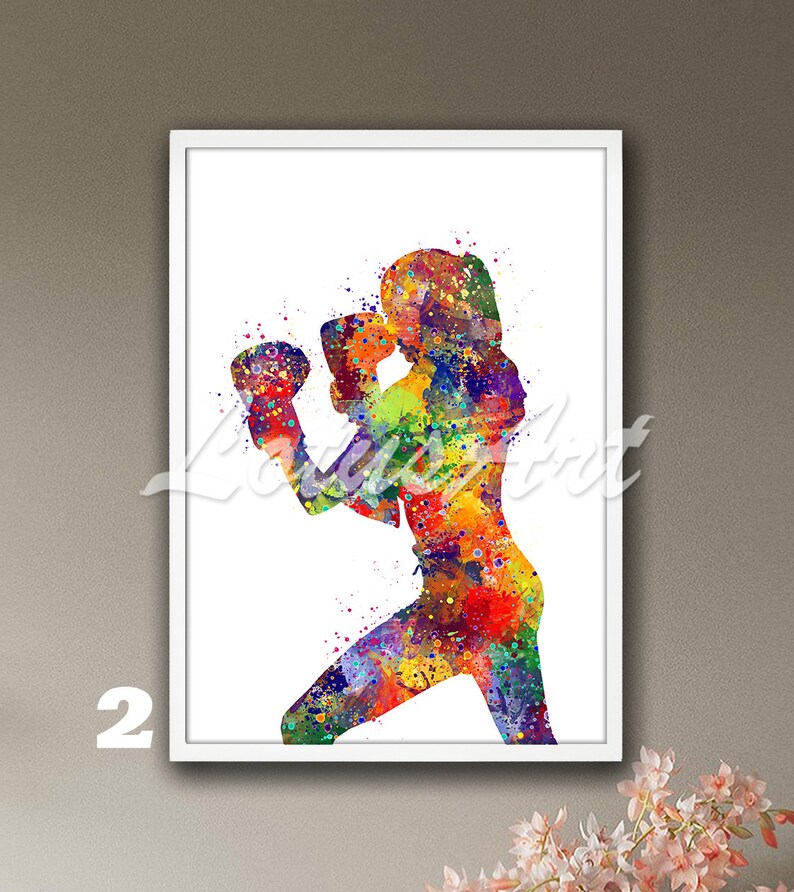 Woman Boxing Watercolor Print: Framed Sports Poster, Nursery Art - Etsy