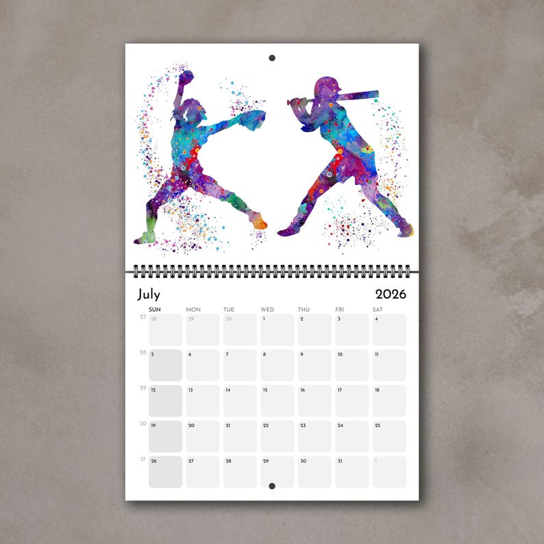 2026 Sports Calendar: Watercolor Athlete Wall Art Planner - Etsy Canada
