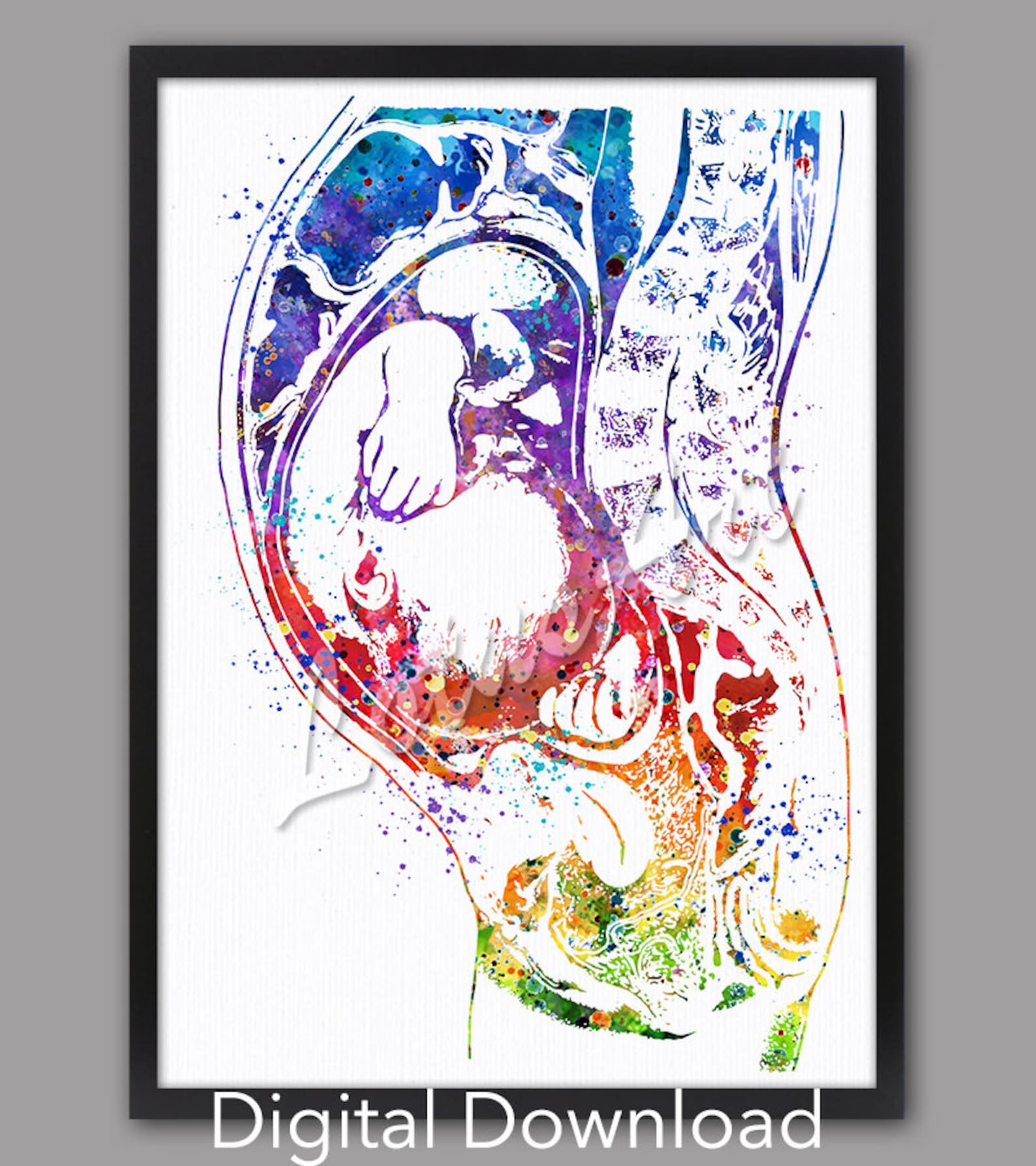 DIGITAL DOWNLOAD Pregnant Expect Baby Pregnancy Art Watercolor | Etsy