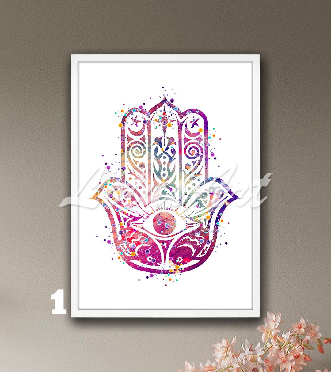Watercolor Hamsa Hand Art Print: Kabbalah Zen Decor - Etsy