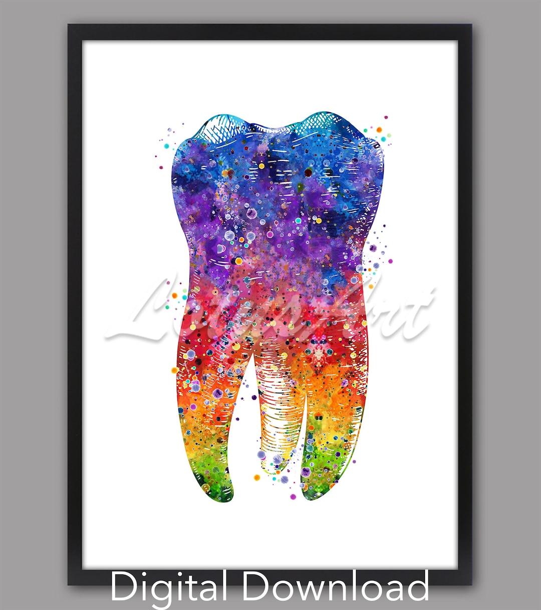 Tooth Anatomy Art Dental Watercolor Print Tooth Anatomical Medical ...