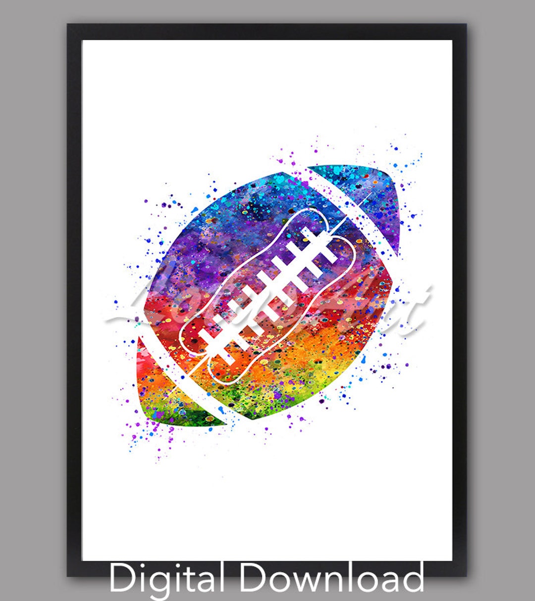 Watercolor Football Art Print: Colorful Sports Poster (digital Download ...