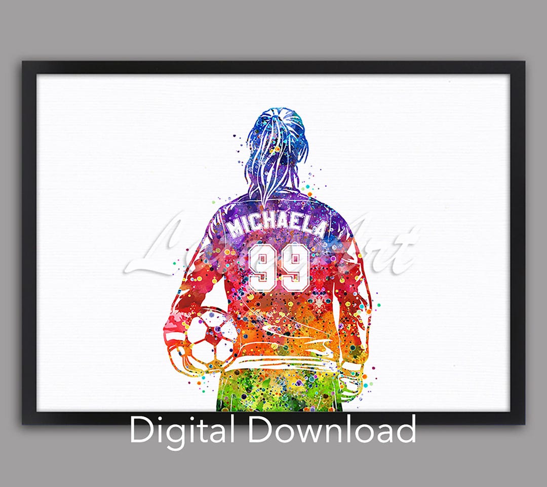 Girl Soccer Goalkeeper Art Print Football Player Watercolor Sports ...