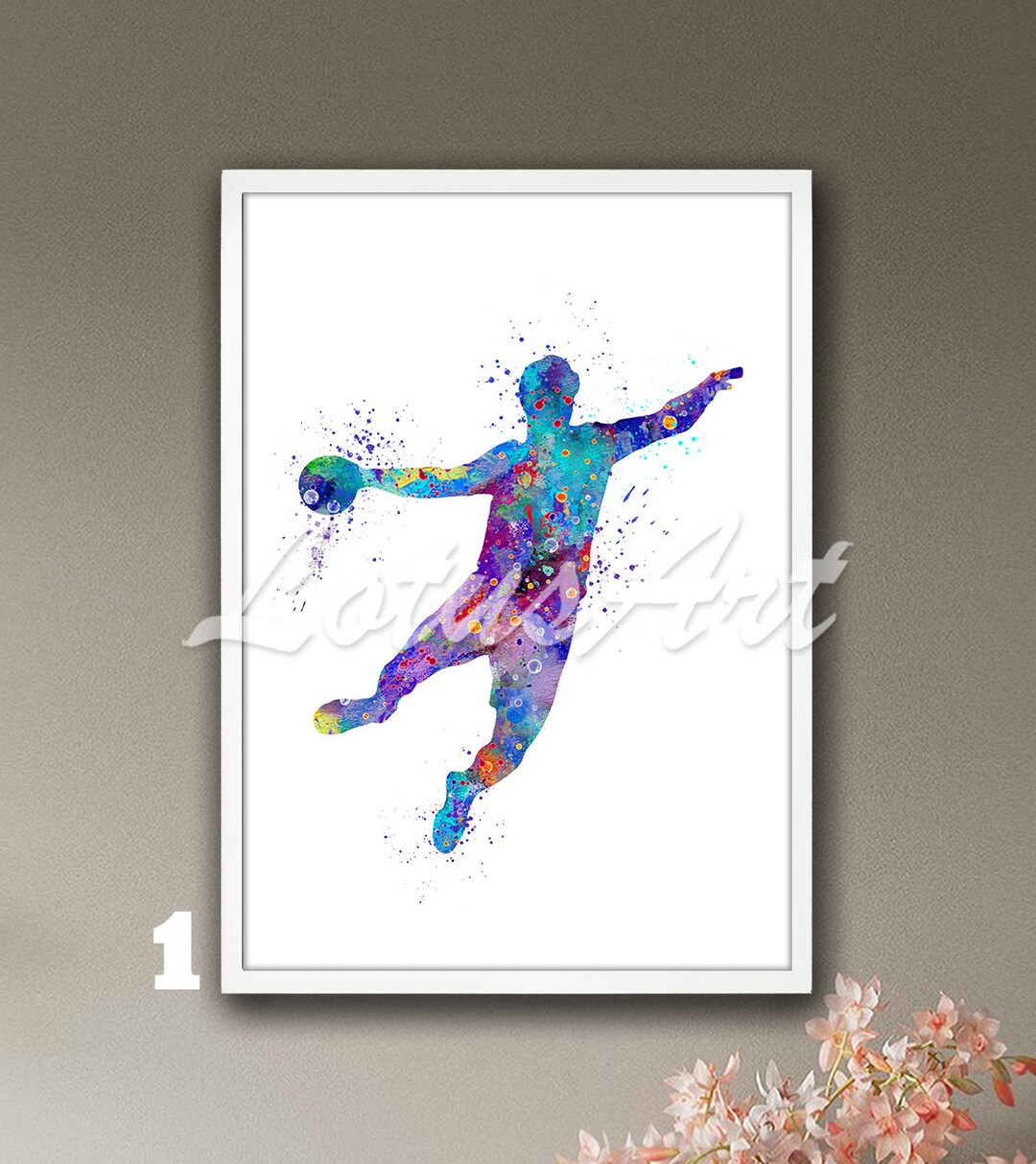 Boy Handball Wall Art Watercolor Print Painting Male Sports Poster Kids ...
