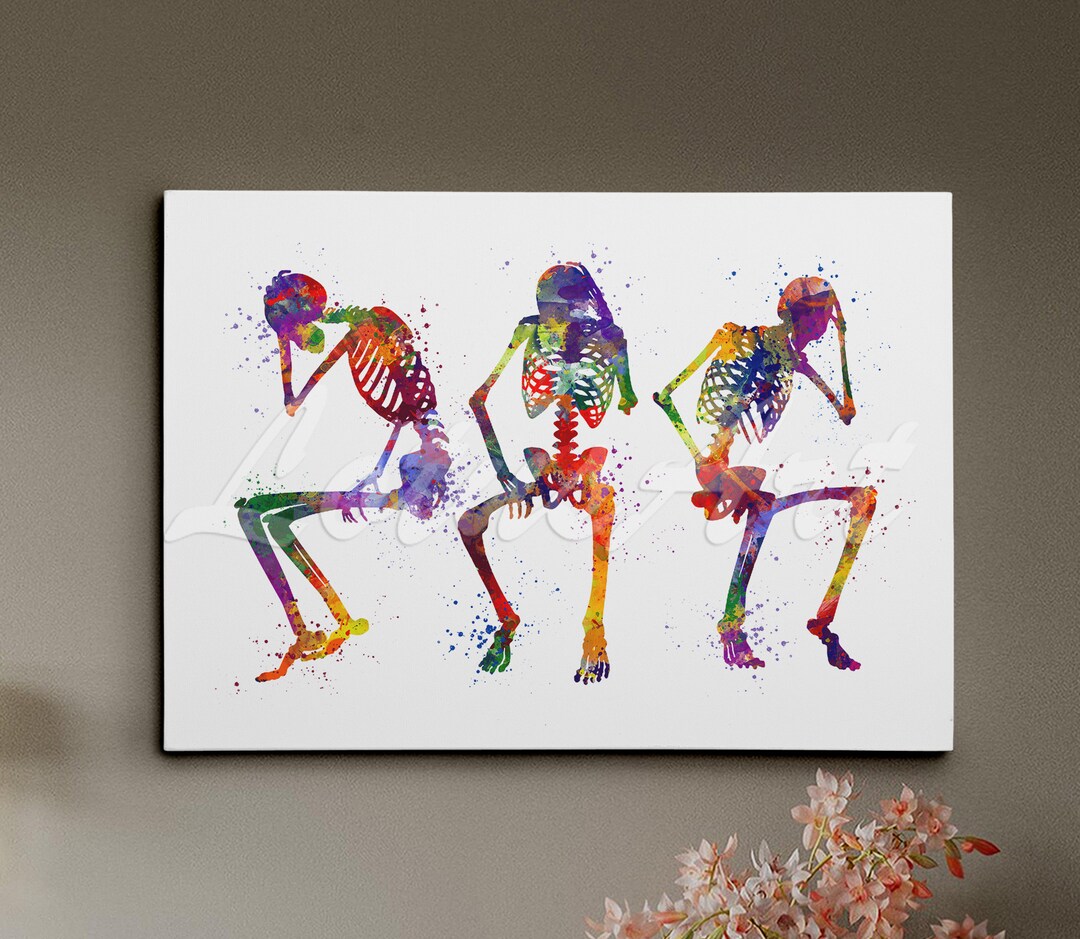 Skeletons Art Watercolor Anatomy Canvas Print Medical Orthopedics ...