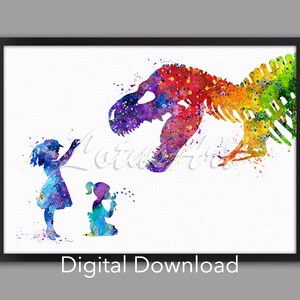 Dinosaur T-rex Watercolor Print: Girls Room Decor (digital Download) - Etsy