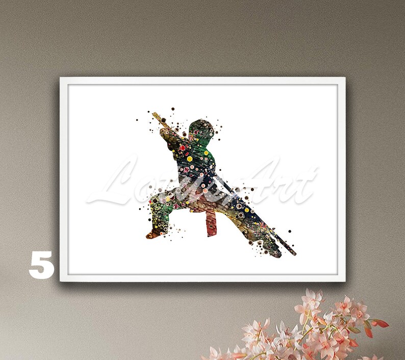 Boy Karate Bo-staff Watercolor Wall Art Print: Martial Arts Weapon ...