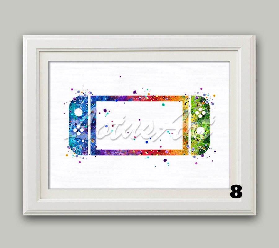Switch Gaming Controller TV Joystick Wall Art Watercolor Print - Etsy