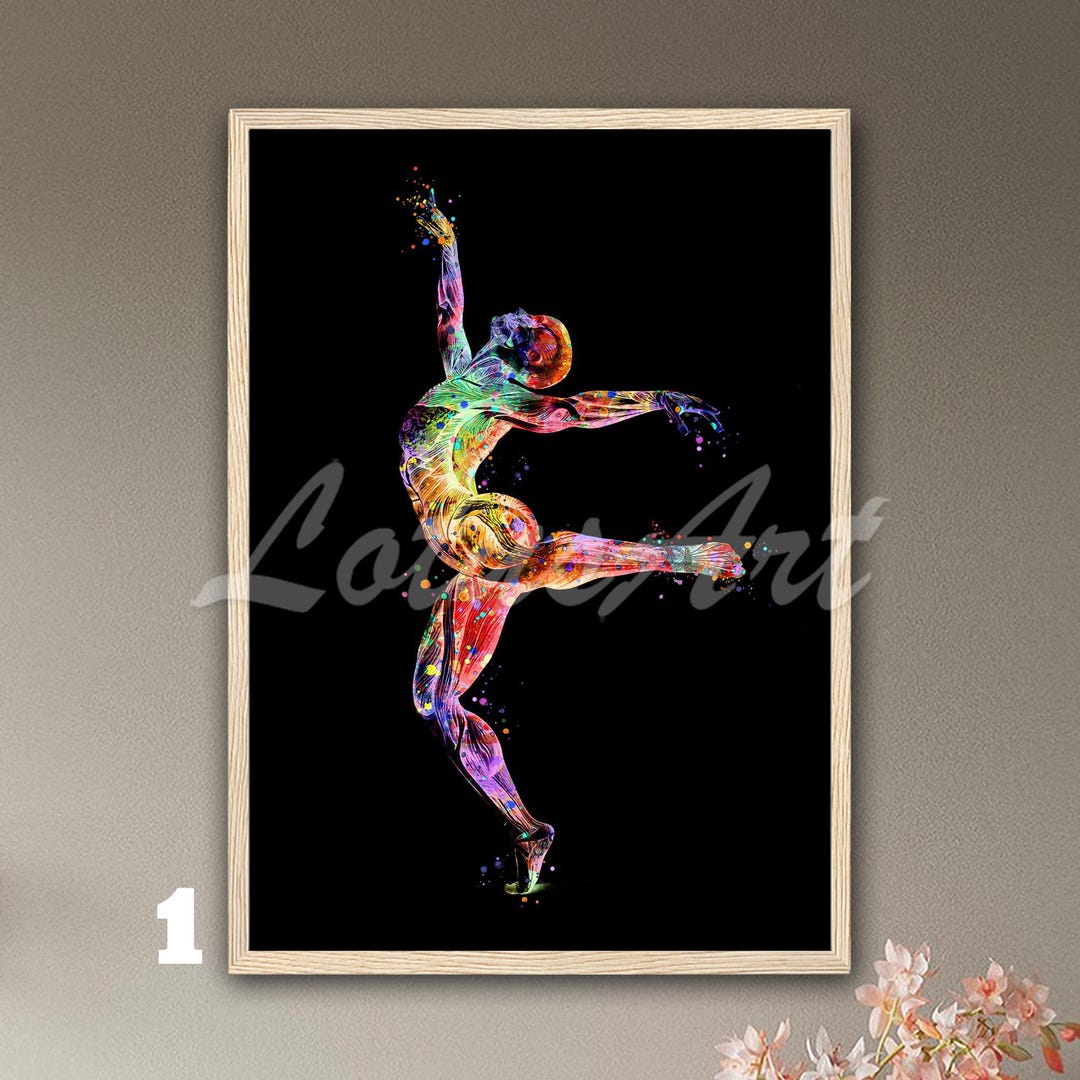 Gymnastics Muscles Watercolor Black Background Print: Anatomy Poster ...
