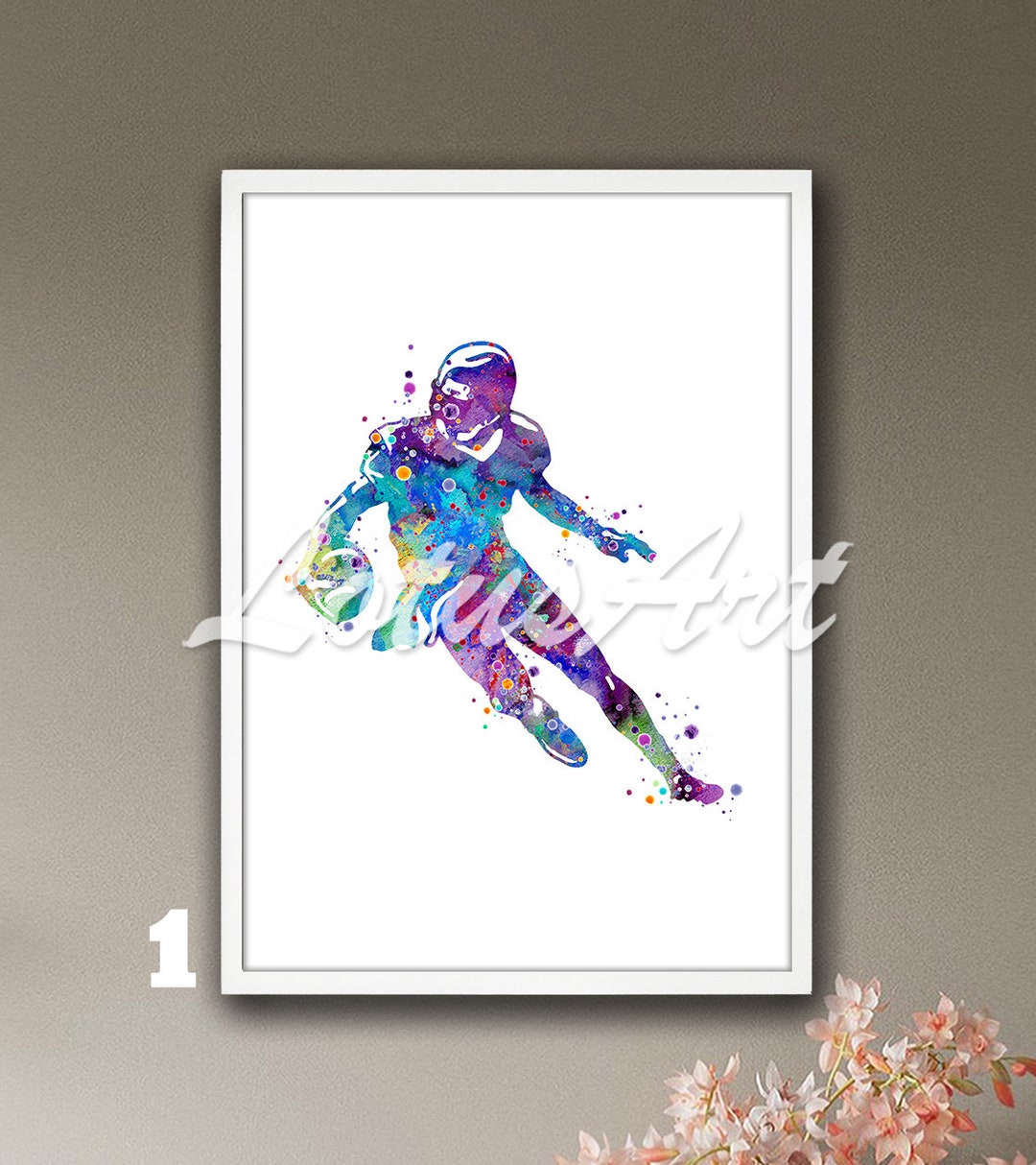 Watercolor Football Player Print: Personalized Sports Art - Etsy