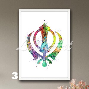 Khanda Symbol Watercolor Print: Sikhism Art, Meditation Gift - Etsy