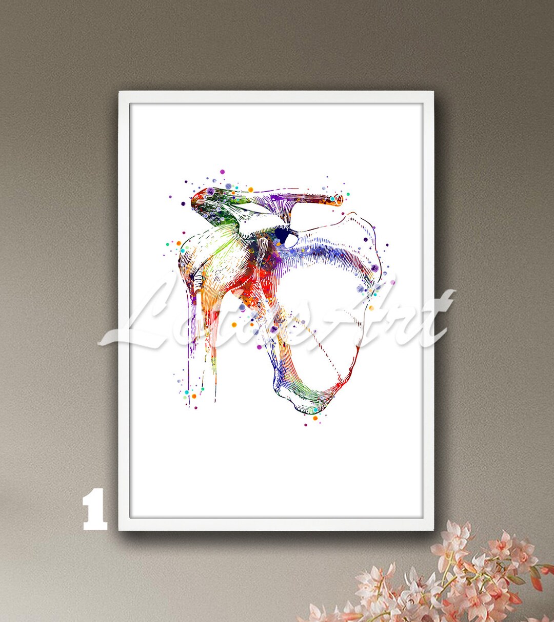 Shoulder Joint Wall Art Anatomical Framed Poster Medical Watercolor ...