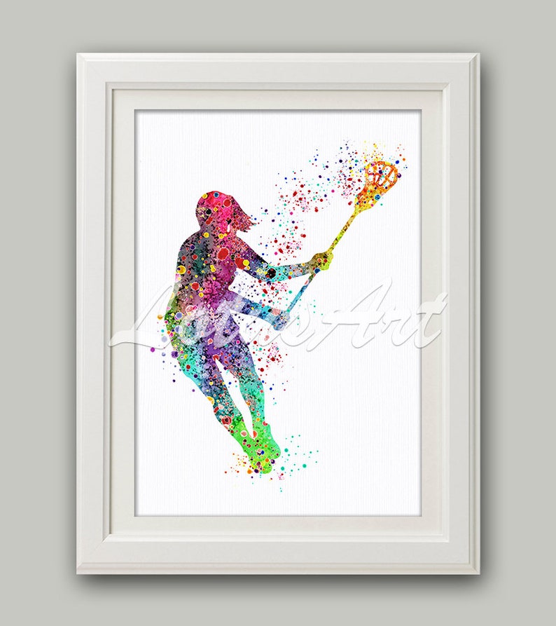 Girl Lacrosse Wall Art Sports Poster Watercolor Print Girls - Etsy