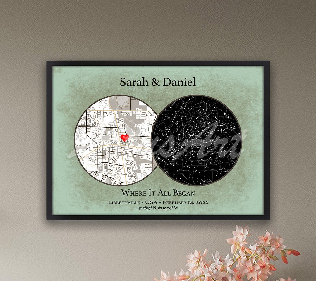 Where It All Began Personalised Star Map Wall Art Print Love Poster ...