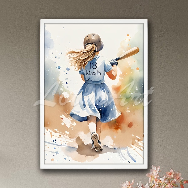 Girls Softball Art - Etsy