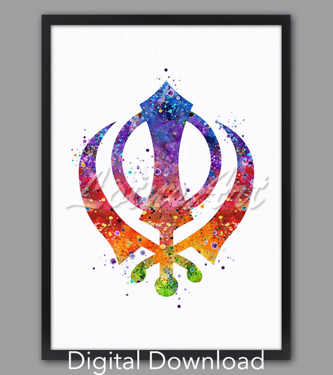 DIGITAL DOWNLOAD Khanda Symbol Watercolor Wall Art Meditation Art Yoga ...