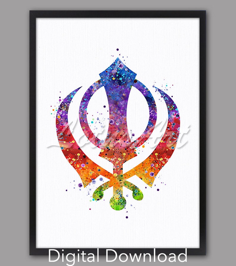 Watercolor Khanda Symbol Art Print: Sikhism Poster (digital Download ...
