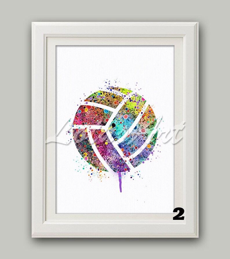 Volleyball Wall Art Watercolor Print Sports Poster Girls Room - Etsy