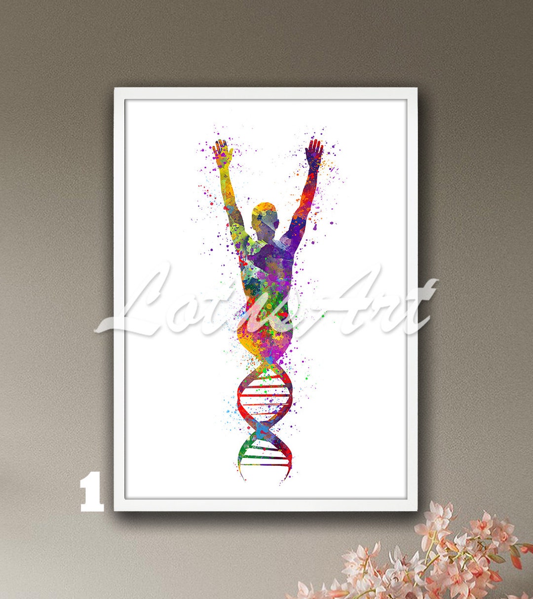 Buy Human DNA Framed Art Print Medical Watercolor Wall Decor Genetic ...