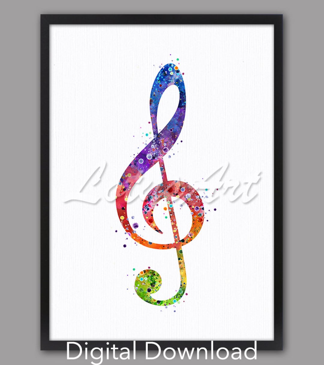 Treble Clef Sign Art Watercolor Print Painting Music Room Decor Nursery ...