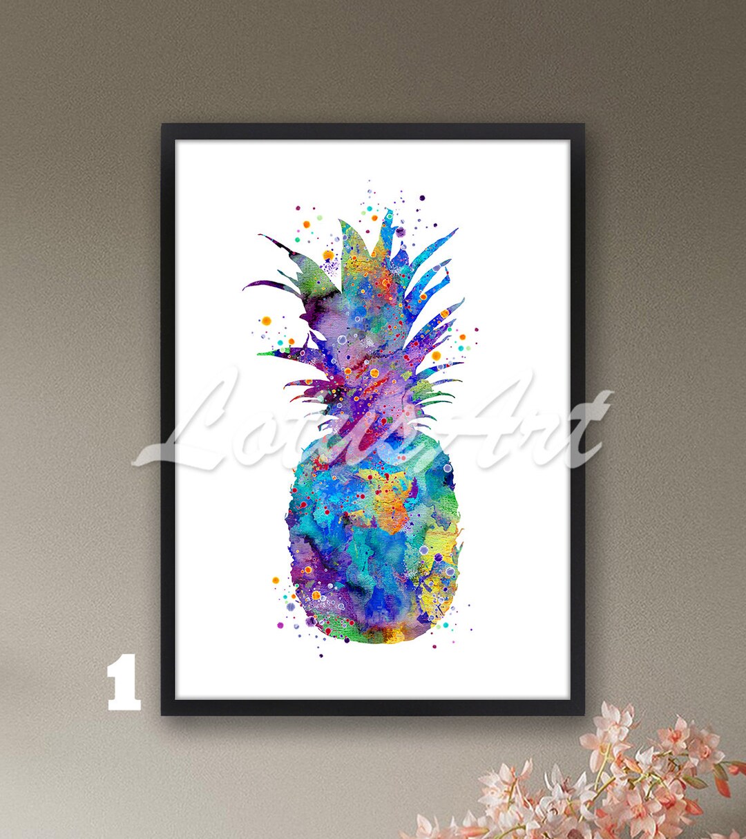 Pineapple Wall Art Painting Watercolor Print Kitchen Poster Home Decor ...