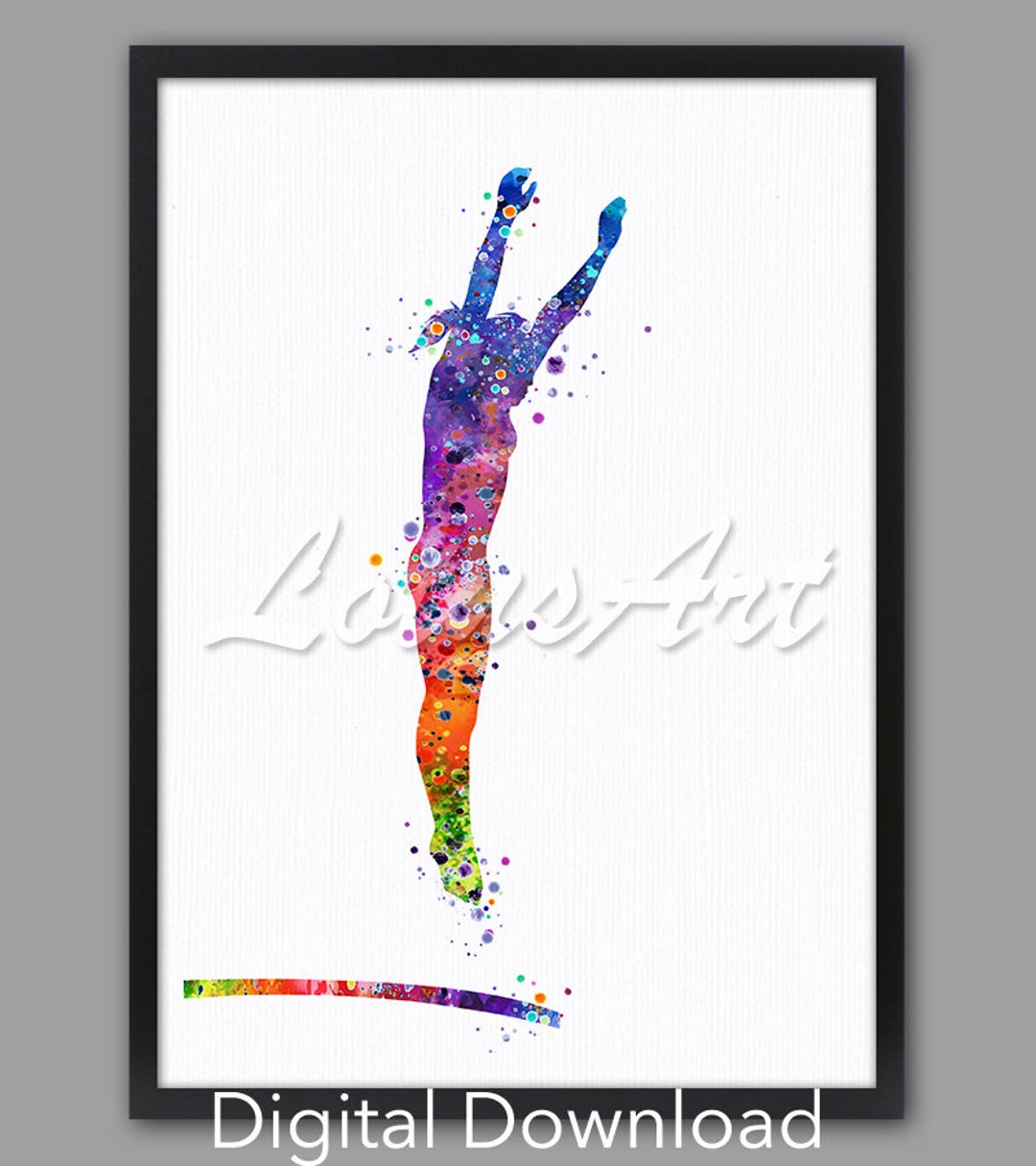 DIGITAL DOWNLOAD Girl Springboard Diving Wall Art Watercolor Print ...