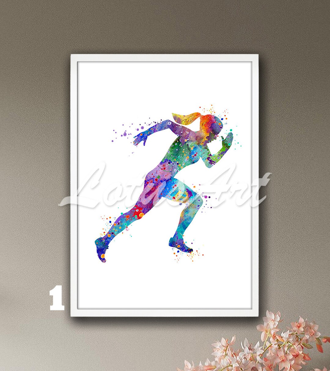 Girl Runner Wall Art Framed Watercolor Print Sport Home Decor Girls ...