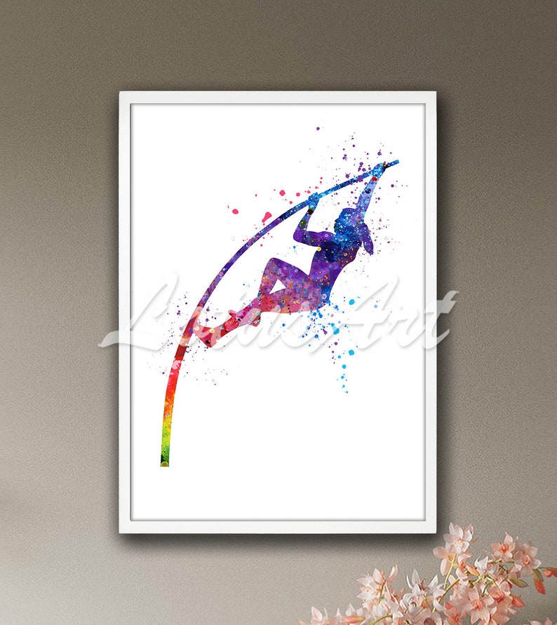Pole Vault Watercolor Art Print: Girls Room Sports Decor - Etsy
