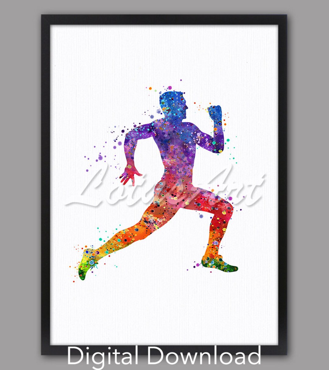 Man Running Wall Art Sports Home Decor Colorful Boys Room Decor ...