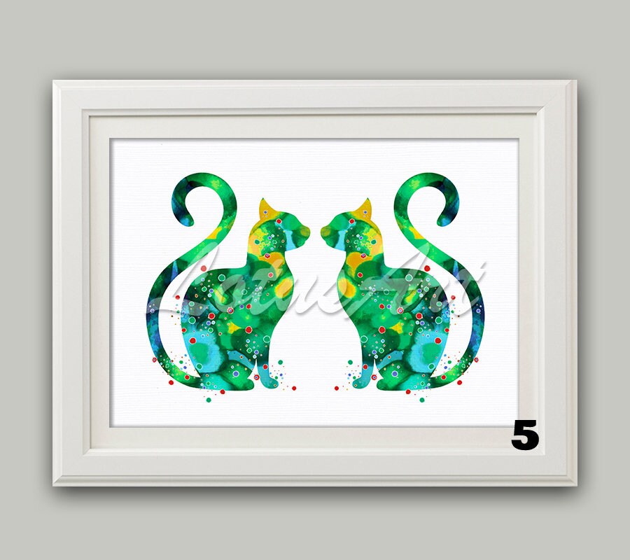 Cats Art Watercolor Wall Art Print Animal Nursery Art Animal | Etsy
