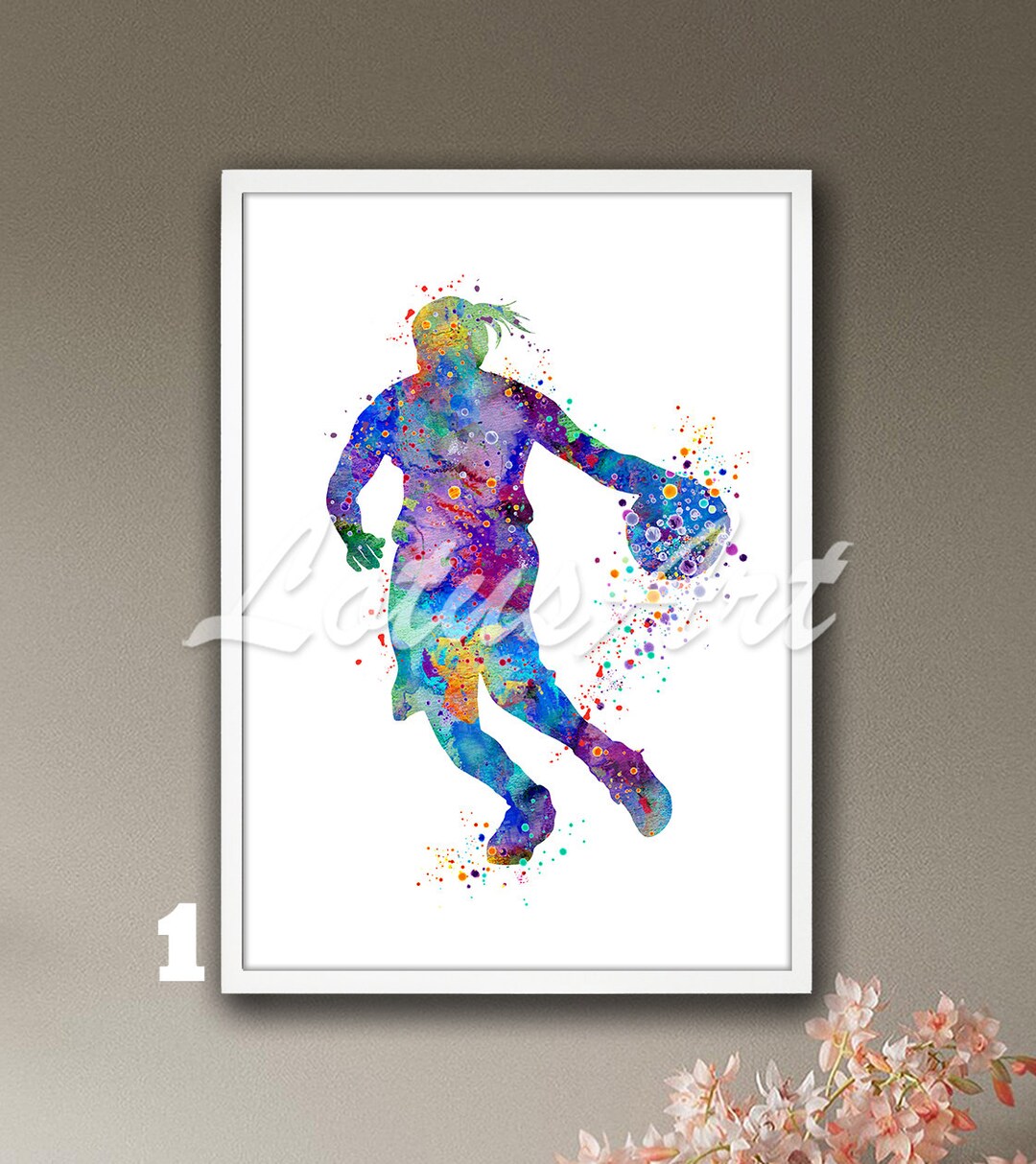 Girl Basketball Art Framed Watercolor Print Women Sports Girls Room ...