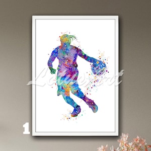 Girl Basketball Art Framed Watercolor Print Women Sports Girls Room ...