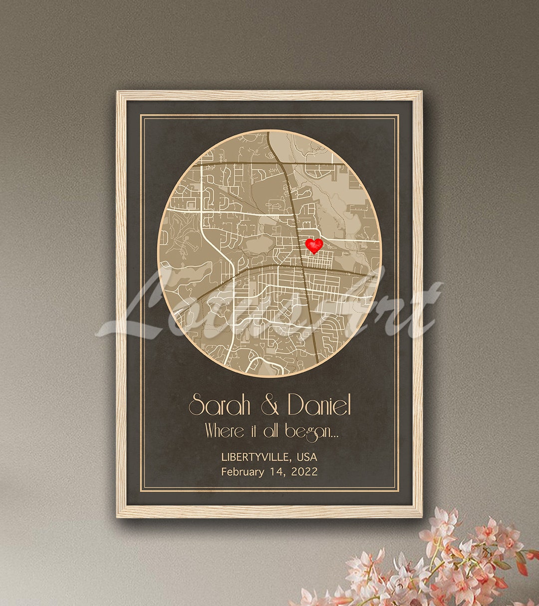 Custom City Map Where It All Began Wall Art Poster We Met Here Home ...