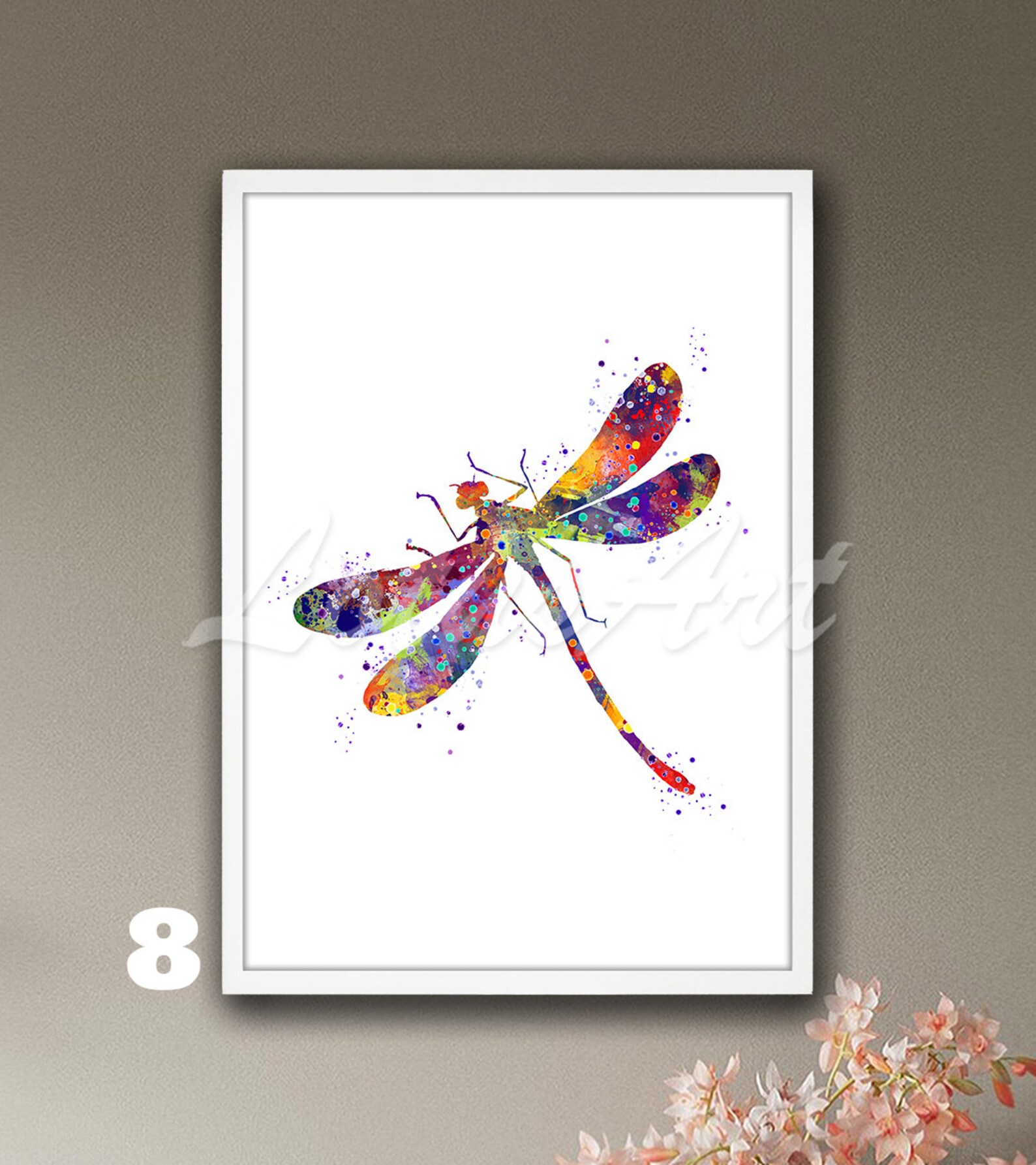 Dragonfly Watercolor Wall Art Print: Botanical Insect Decor, Nature ...