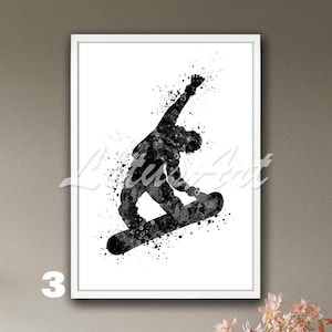 Snowboarding Wall Art Framed Watercolor Print Winter Sports Painting ...