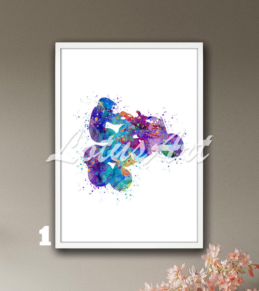 4 Wheeler Wall Art ATV Racing Framed Print Watercolor Painting Sport ...