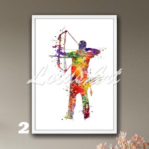 Archery Boy Wall Art Framed Watercolor Print Mens Sports Poster Kids ...