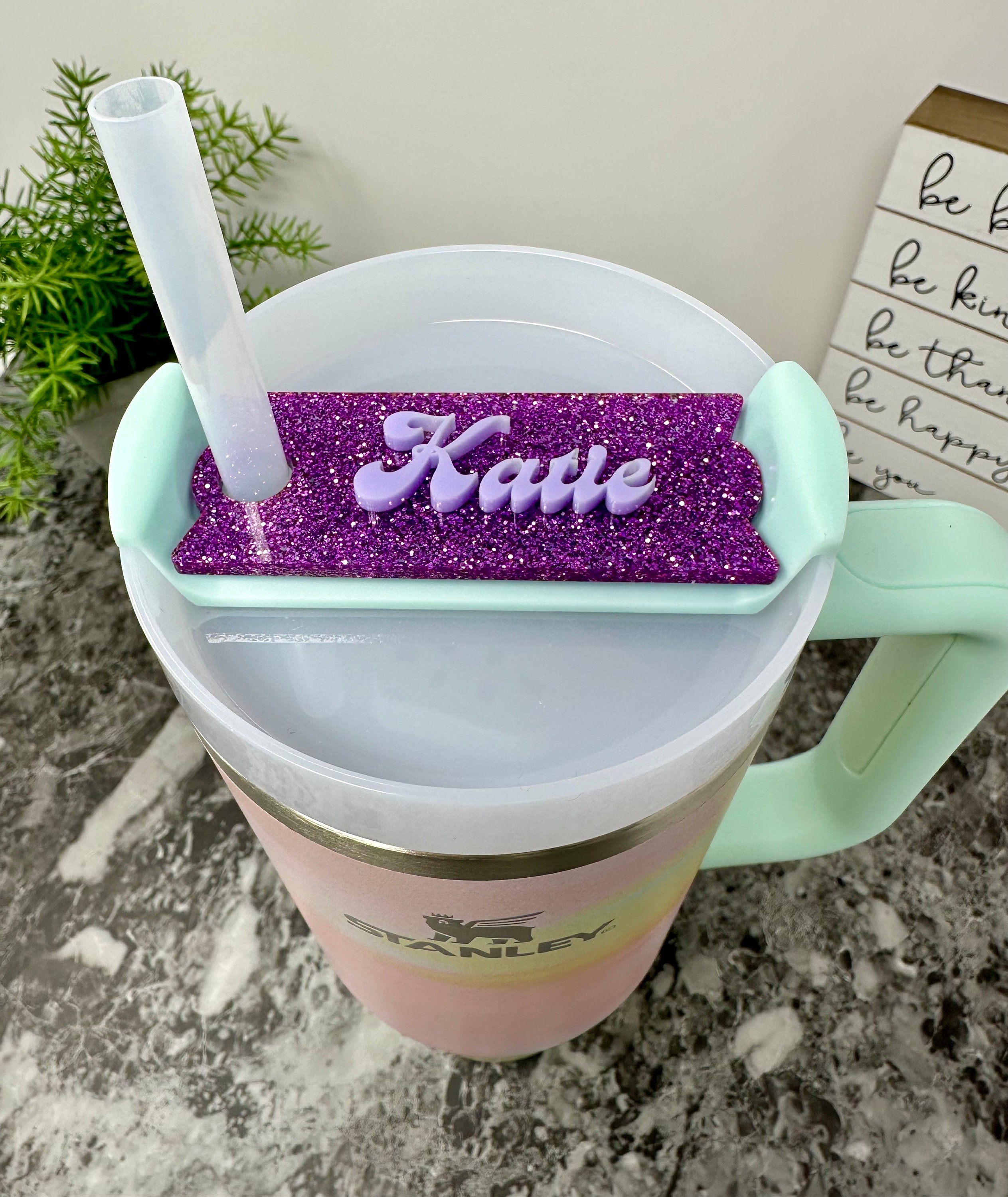 Light Pink Stanley Cup Personalized Stanley Daisy Name Plate, Stanley ...