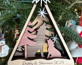 Wolf Ornament, Wolf Christmas Tree Ornament, Layered Refrigerator ...