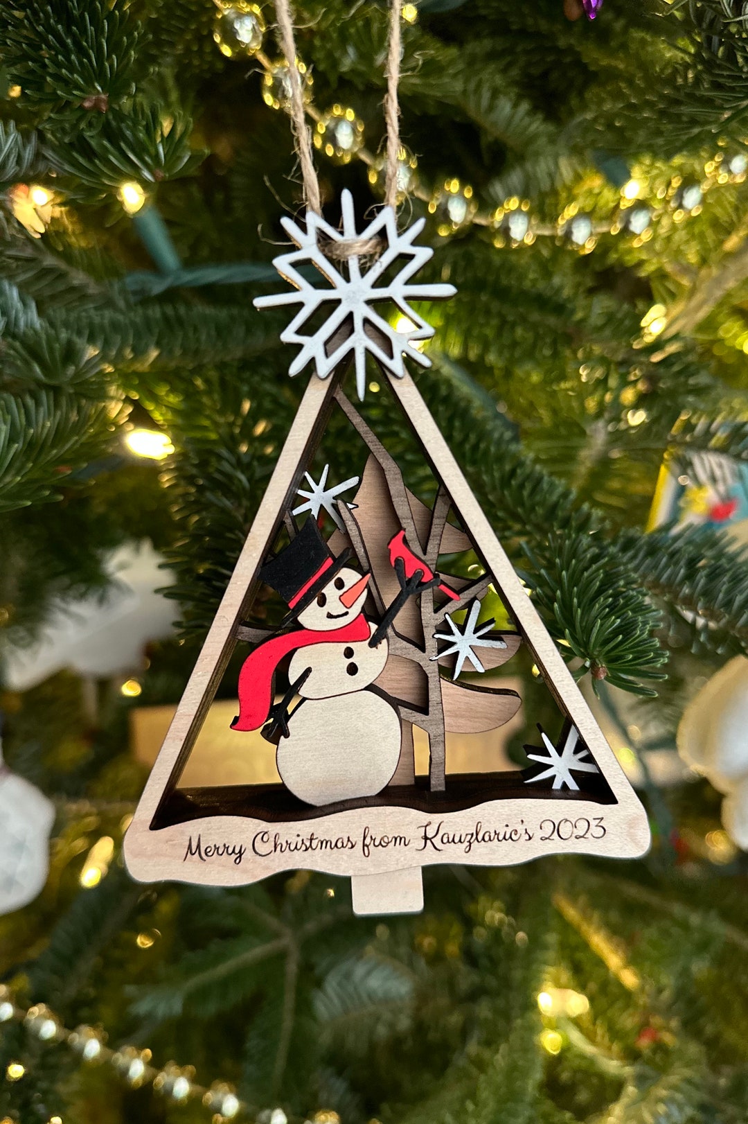 Snowman Christmas Tree Ornament - Personalized - Etsy
