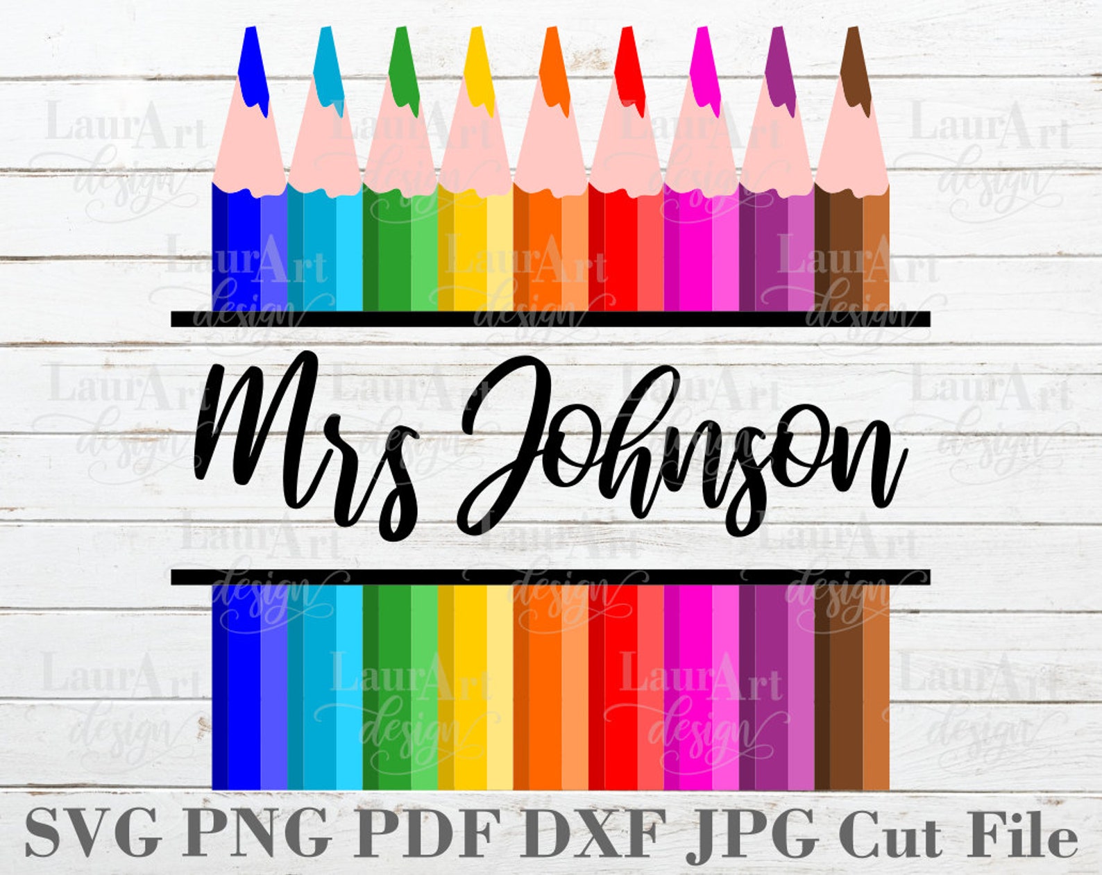 Colored Pencils Monogram SVG Back to School 2021 Split Custom | Etsy
