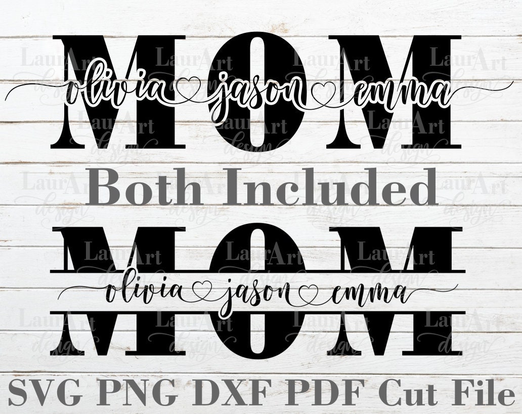 Mothers Day Svg Custom Split Monogram Mom Personalized Etsy