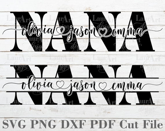 Nana Monogram Mother's Day SVG Custom Split Text | Etsy