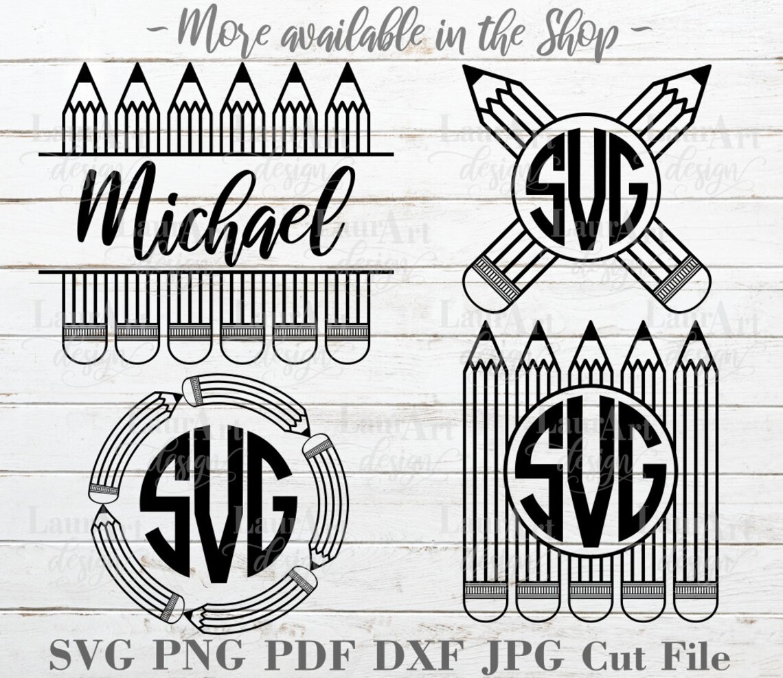 School Supplies Monogram SVG Back to School 2021 Pencil Crayon | Etsy
