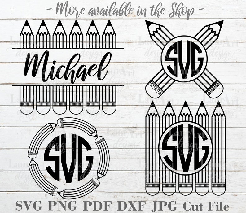 Colored Pencils Monogram SVG Back to School 2021 Split Custom | Etsy