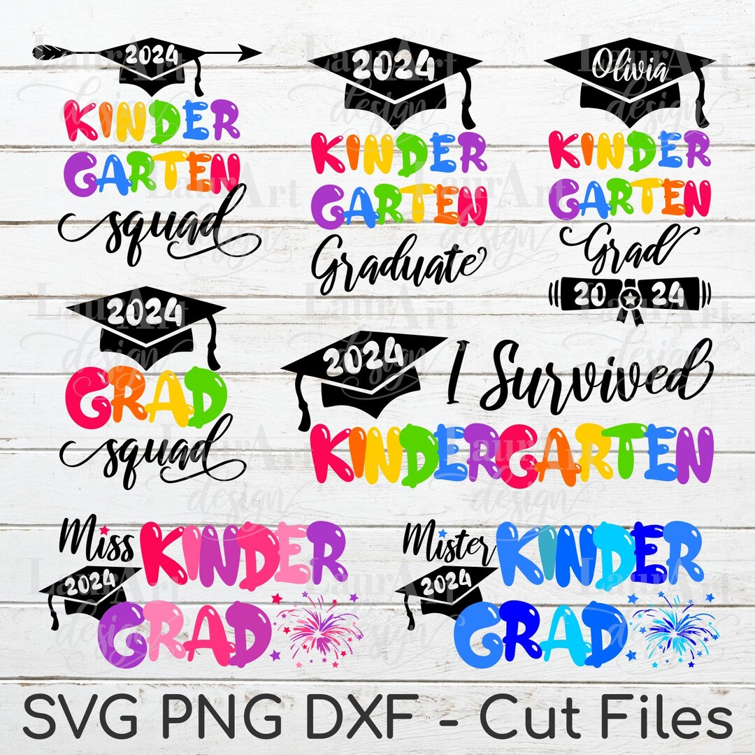 Kindergarten Graduation 2024 Grad Squad SVG Personalized Name in Hat ...